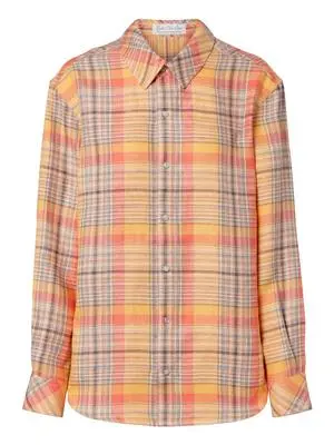 GOD'S TRUE CASHMERE Twilight Linen Shirt With Moonstone - Orange