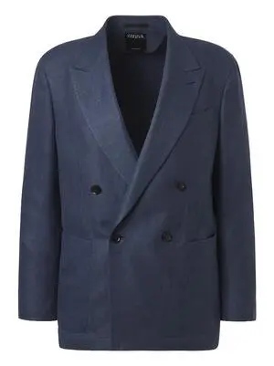 Zegna Linen, Wool And Silk Blazer - Blue