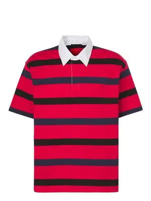 Prada Oversized Striped Cotton Pique Polo Shirt - Multicoloured
