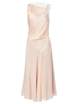 Victoria Beckham Lace-trimmed Crepe Satin Midi Dress - Pink