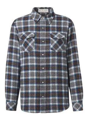 GOD'S TRUE CASHMERE Lightning Storm Cashmere Shirt With Moonstone - Blue