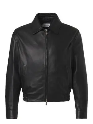 Versace Leather Blouson Jacket - Black