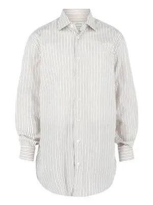 Brioni Striped Buttonup Shirt - White/brown
