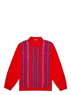 Supreme Stripe Polo Shirt Sweater - Red