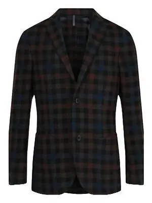 SLOWEAR Montedoro Slimfit Plaid Blazer - Medium Brown