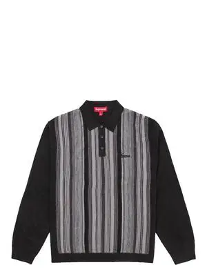 Supreme Stripe Polo Shirt Sweater - Black