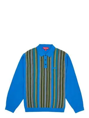 Supreme Striped Knit Polo Sweater - Blue