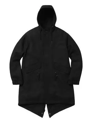 Supreme Wool Fishtail Parka Jacket - Black