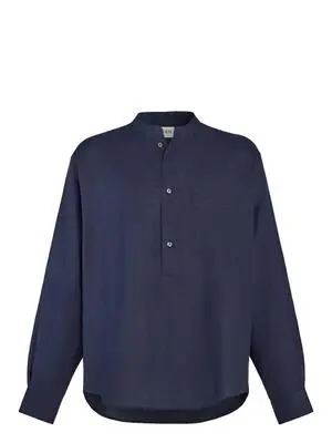 TOD'S Mandarin Shirt In Linen - Blue