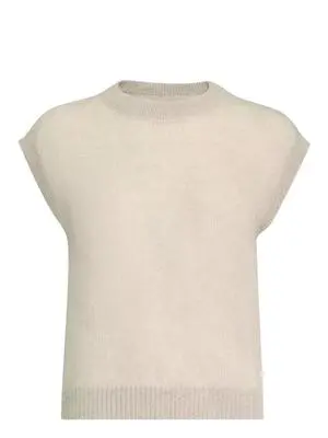Brunello Cucinelli Sparkling Mohair And Wool Knit T-shirt With Monili - Neutrals