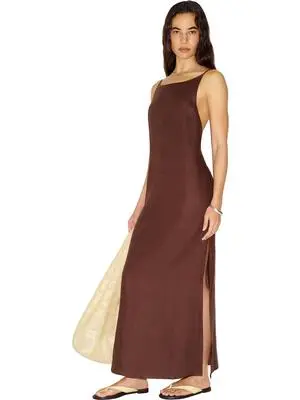 REFORMATION Serena Linen Midi Dress - Brown
