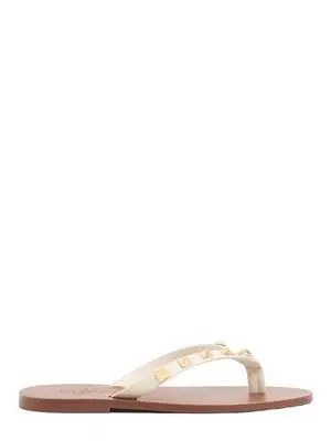 Valentino Garavani Rockstud Calfskin Thong Sandals - Light Ivory