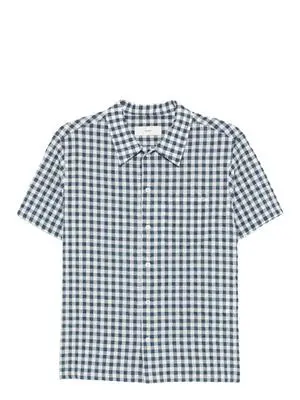 DUNST Checked Cotton Blend Shirt - Blue