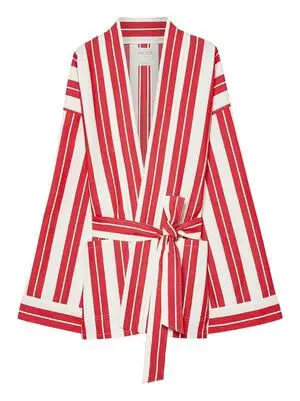 FORTE_FORTE Striped Kimono Jacket - Red