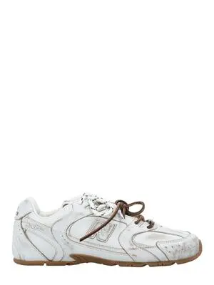 NEW BALANCE X MIU MIU Panelled Distressed Lace-up Sneakers - White