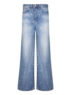 LOIS LOIS Embellished Wide Leg Denim Trousers