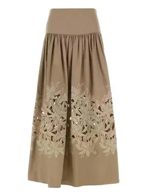 Agnona Floral Cut-out Skirt - Neutrals