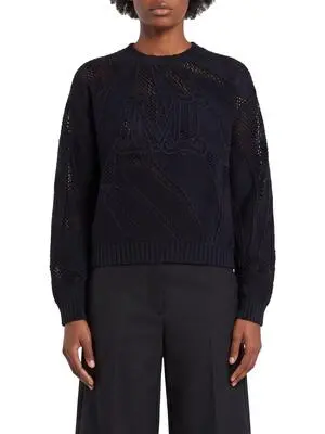Max Mara Monogram Cotton Knit Sweater - Black