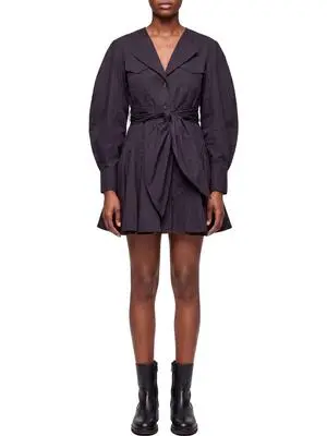 GANNI Stretch Cotton Shirt Dress - Black