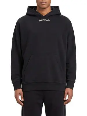Palm Angels Cotton Hoodie With Logo - Black