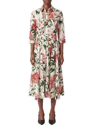 Samantha Sung Floral Print Belted Shirt Dress - Fa01