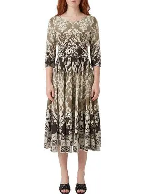 Samantha Sung A-line Floral Print Cotton Midi Dress - Multicolor
