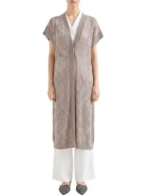 Brunello Cucinelli V-neck Long Knit Cardigan - Mud