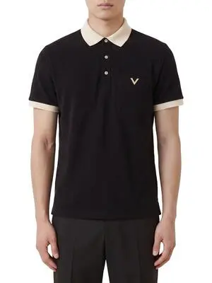 Valentino Garavani Cotton Polo Shirt With Vlogo - Black