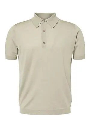 John Smedley Macloud Short-sleeve Merino-wool Polo Jumper - Thistle Dew