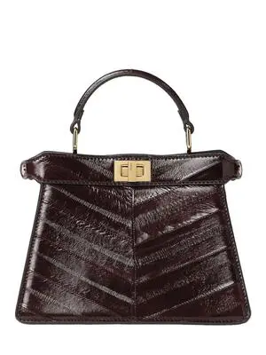 Fendi Peekaboo Iseeu Petite Bag In Hagfish Leather With Chevron Motif - Brown