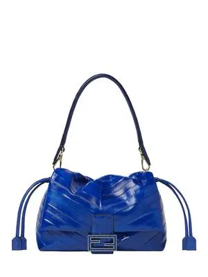 Fendi Baguette Soft Medium Electric Hagfish Leather Bag - Blue
