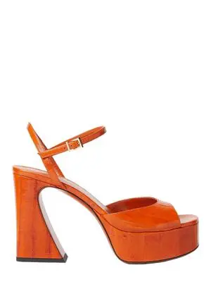 Fendi Hagfish Leather Platform Sandals - Orange