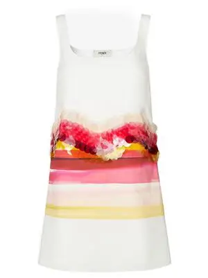 Fendi Sleeveless Flared Cotton Poplin Dress - White