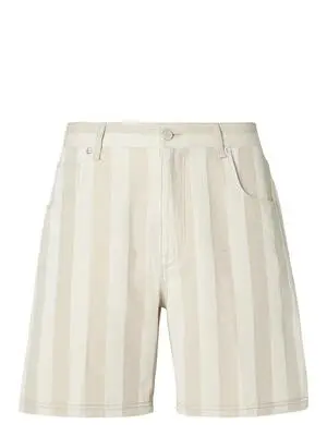 Fendi Fendi Pequin Stripe Denim Shorts Beige