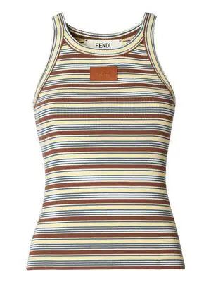 Fendi Rib Knit Striped Sleeveless Top - Multicolour