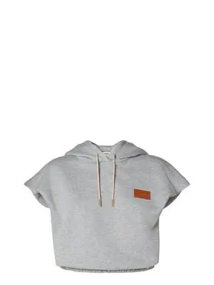 Fendi Mélange Cotton Jersey Sweatshirt With Leather Patch - Grey