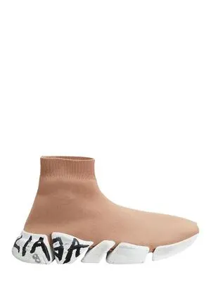 Balenciaga Speed 2 Graffiti Sock Bootie - Tan