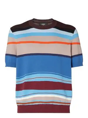 Fendi Cotton Striped Intarsia Jumper - Multicolour