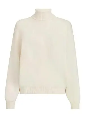 Brunello Cucinelli Cashmere Turtleneck Sweater With Monili - Neutrals