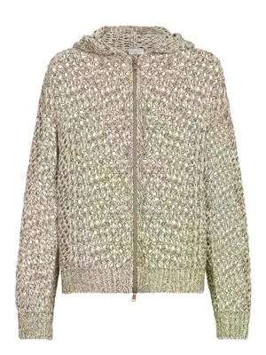 Brunello Cucinelli Crochet Knit Zip-up Hoodie - Neutrals