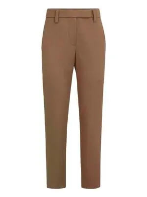 Brunello Cucinelli Stretch Cotton Slim Fit Trousers - Brown