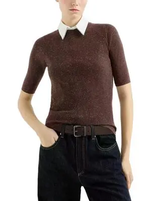 Brunello Cucinelli Sparkling Cashmere Rib-knit Sweater - Brown