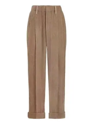 Brunello Cucinelli Fluid Corduroy Baggy Sartorial Trousers - Neutrals
