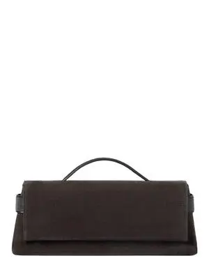 Brunello Cucinelli Suede Clutch With Embellished Bands - Brown