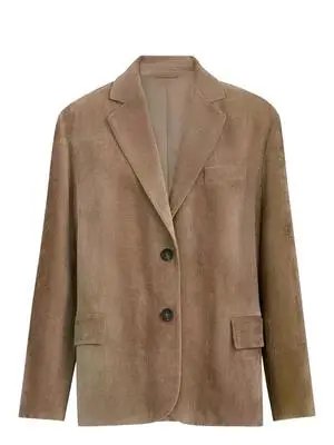Brunello Cucinelli Fluid Corduroy Blazer With Monili - Neutrals