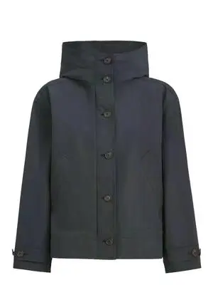 Brunello Cucinelli Techno Cotton Taffeta Hooded Jacket With Shiny Zipper - Blue