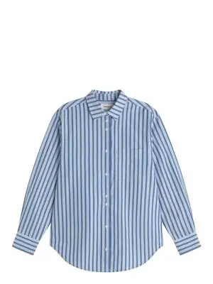 THINKING MU Oversize Striped Organic Cotton Shirt - Blue