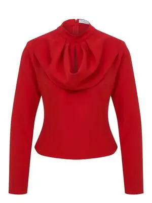 MAAN ISTANBUL Victoria Keyhole Neckline Blouse - Red