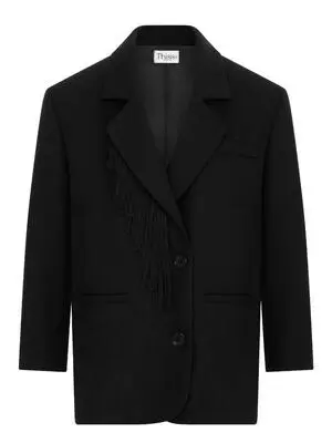 THISISU COLLECTION Liza Jacket With Removable Fringe Detail - Black
