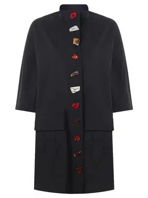 MIRIMALIST Oversized Button-detailed High Collar Jacket - Black